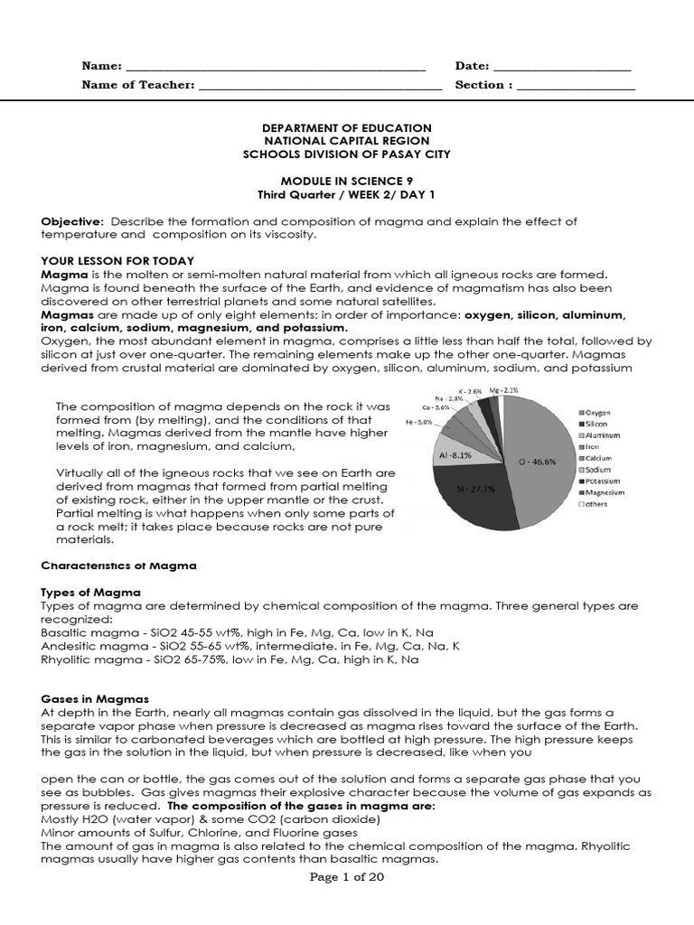 4 SCIENCE 9-Q3-W2 | PDF | Magma | Types Of Volcanic Eruptions