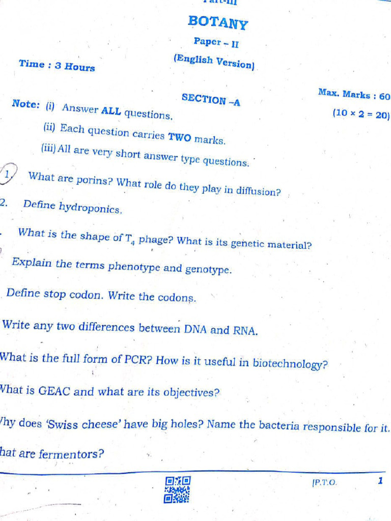 TS Inter Botany 2nd Year 2024 QP | PDF