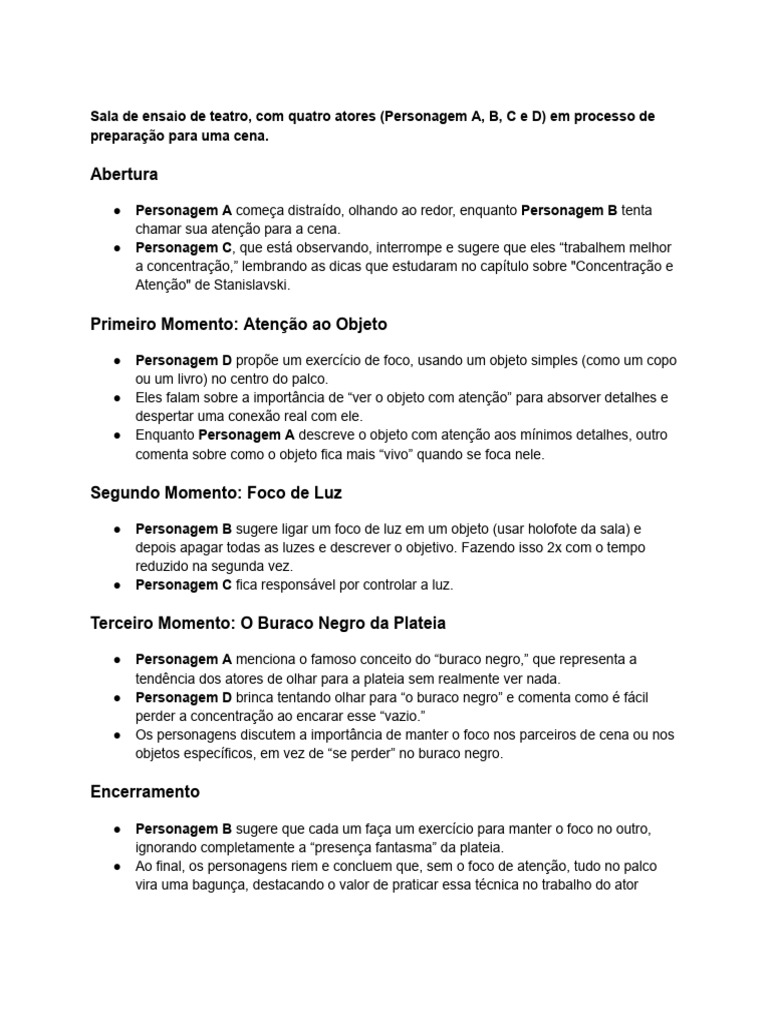 Roteiro - Trabalho Teoria | PDF