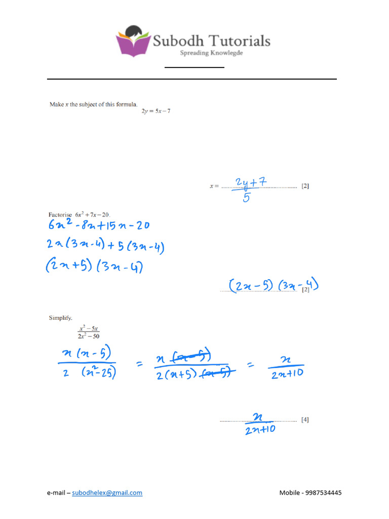 Algebra Paper 1-1 | PDF