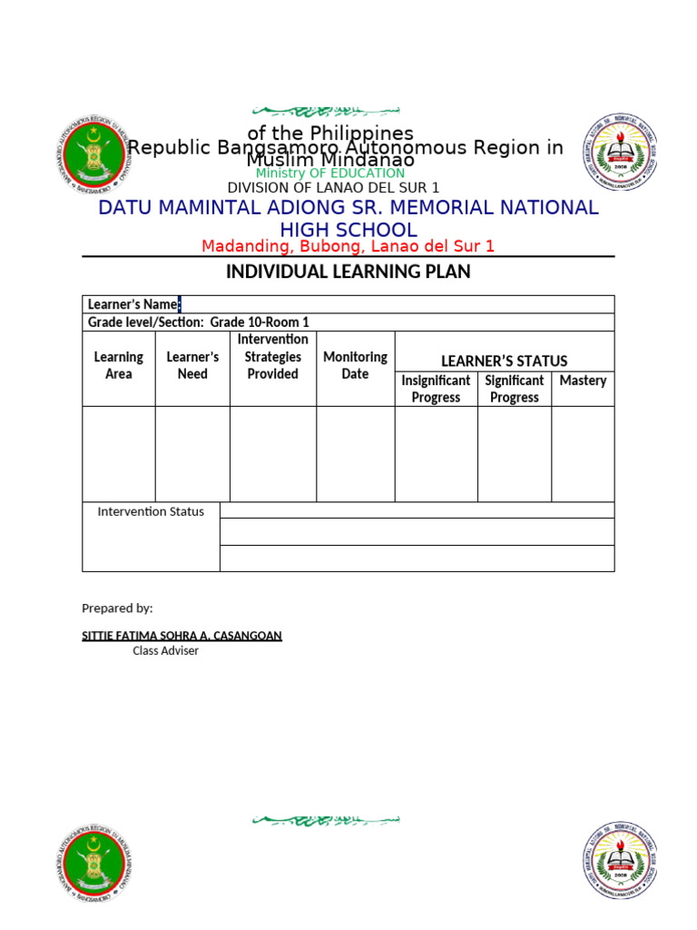 individual-learning-plan-ROOM 1 | PDF | Education Theory | Cognitive ...