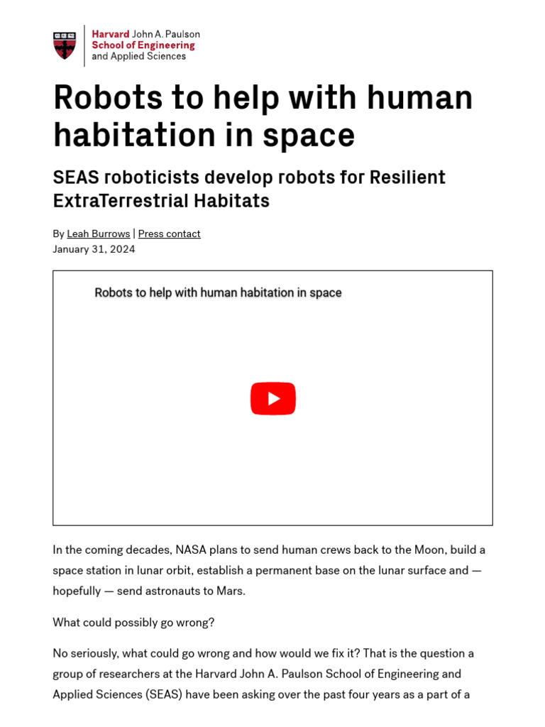 Solution - Robots To Help With Human Habitation in Space | PDF | Robot ...
