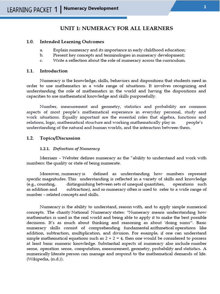 Learning Packet 1 ECEd 6 | PDF | Cognitive Science | Cognition