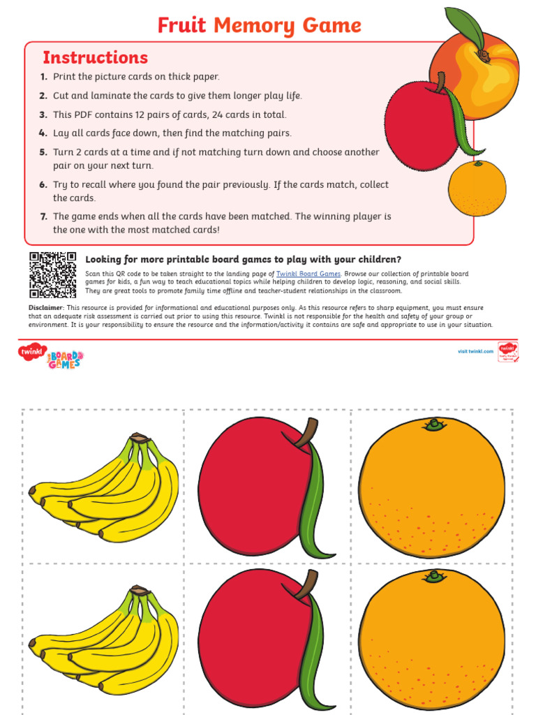 Fruit Memory Game | PDF