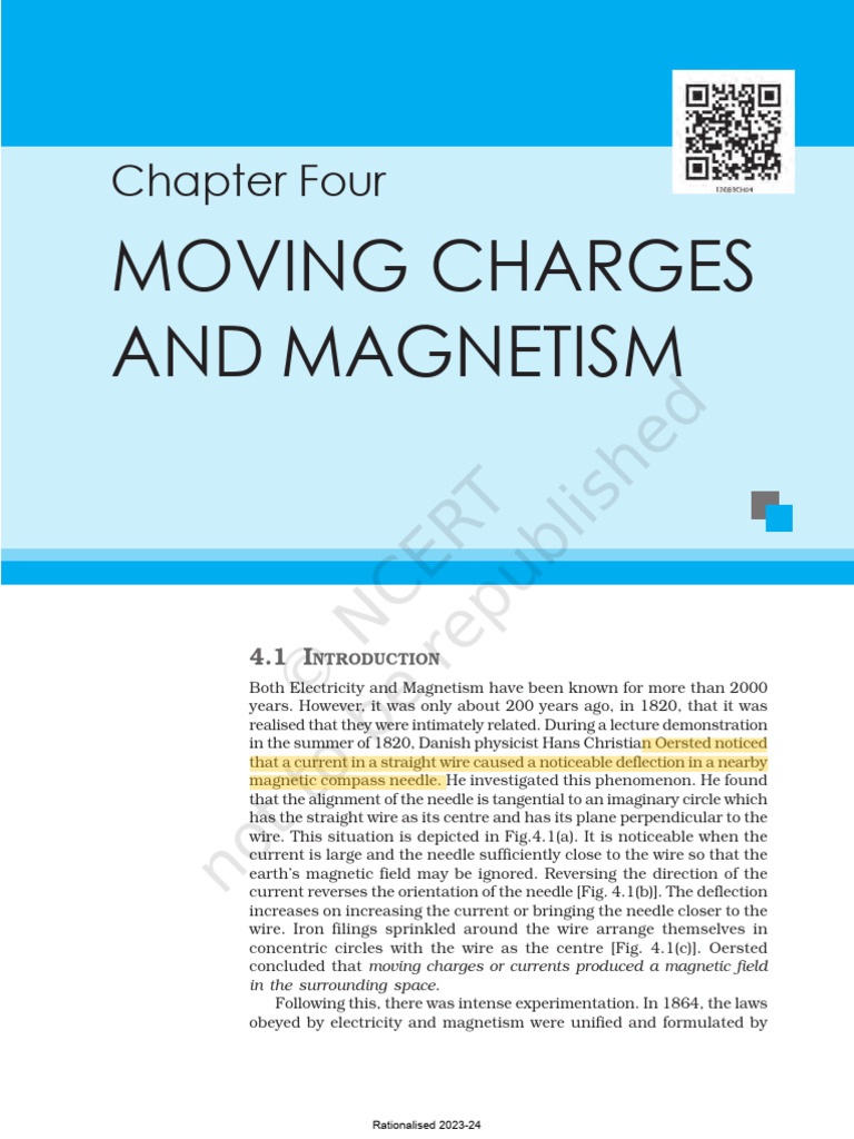 Moving Charges & Magnetism (NCERT) | PDF | Magnetic Field | Force