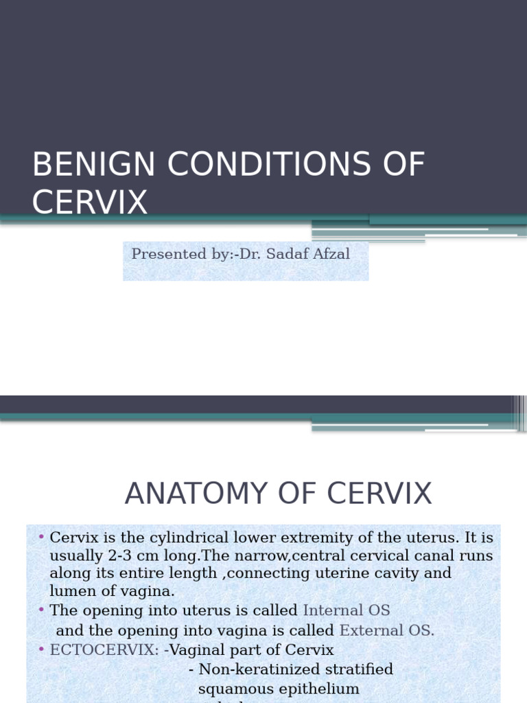 Benign Conditions of Cervix by DR Sadaf | PDF | Medical Specialties ...