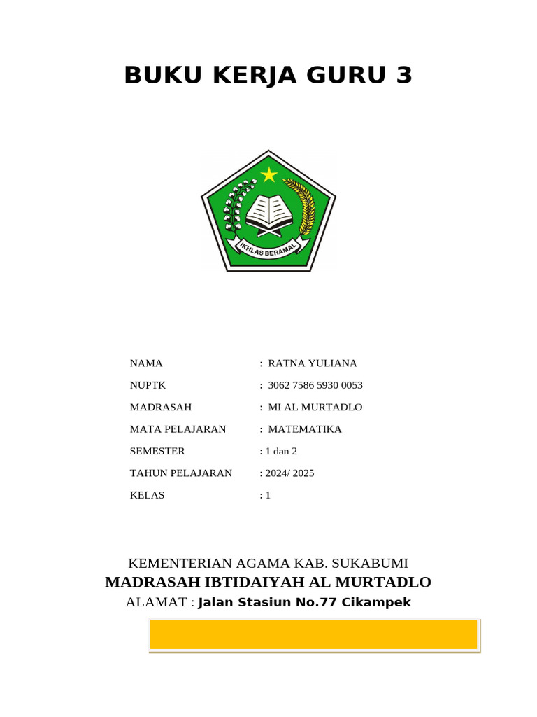 Cover Buku Kerja Guru 3 | PDF