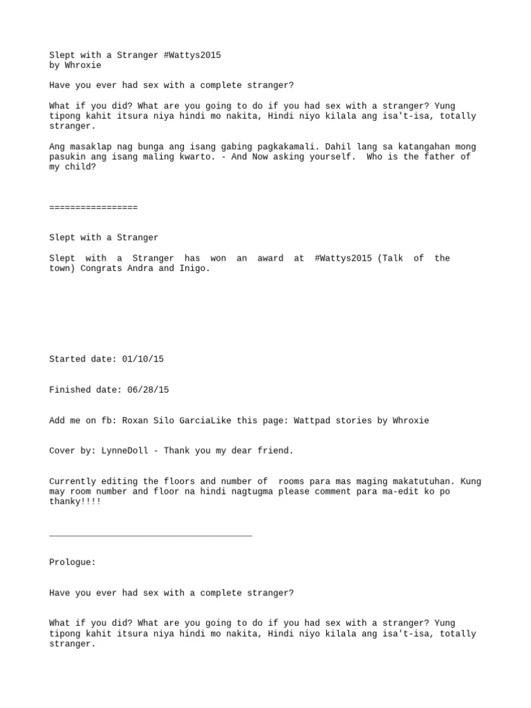 Slept With A Stranger | PDF