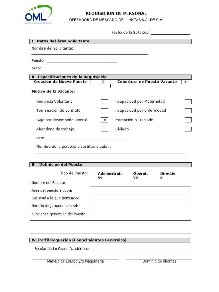 Requisicion de Personal | PDF | Gestión de recursos humanos