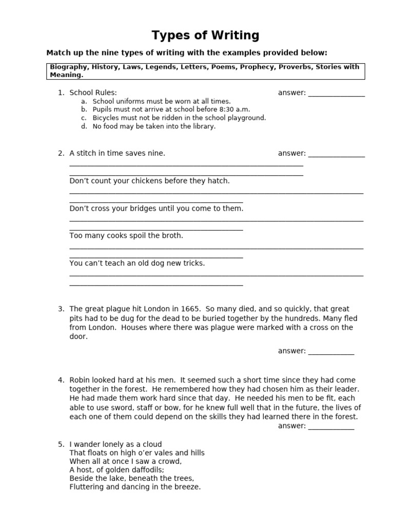 6 - Assignment - Types of Writing - Non Biblical | PDF