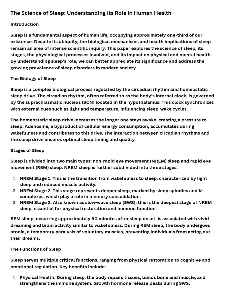 The Science of Sleep and Health | PDF | Sleep | Sleep Deprivation