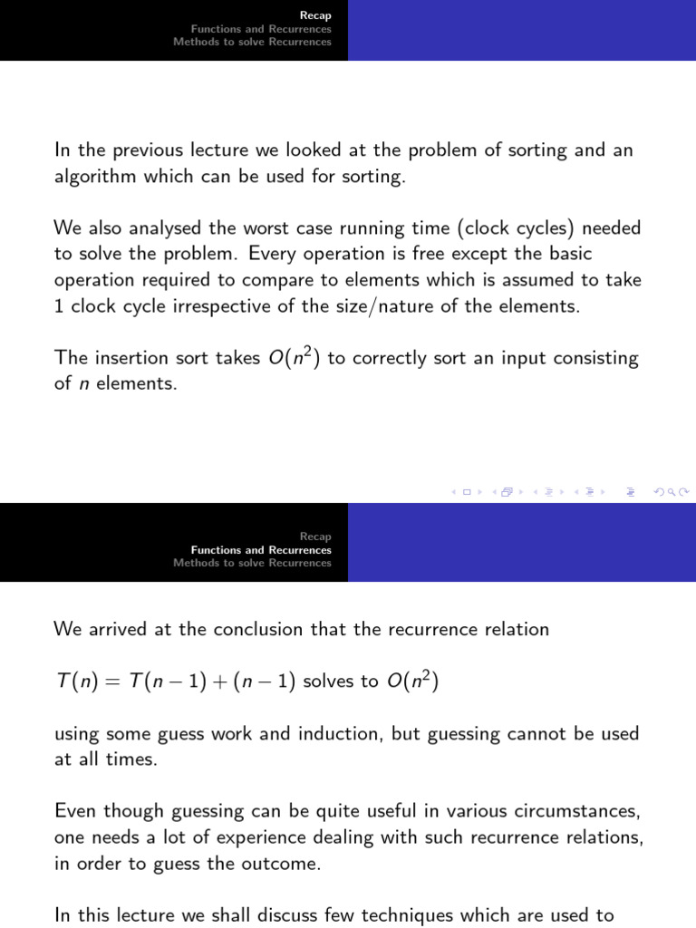 Recurrence Solving Techniques | PDF | Recurrence Relation | Recursion