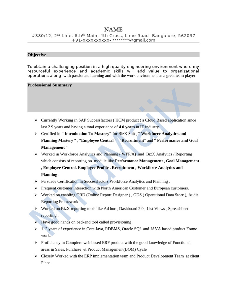SAP SuccessFactors Sample Resume 2 | PDF | Software | Information Technology