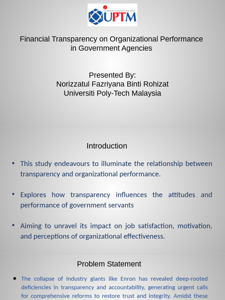 Presentation - UPTM - 2024 | PDF | Transparency (Behavior) | Job Satisfaction