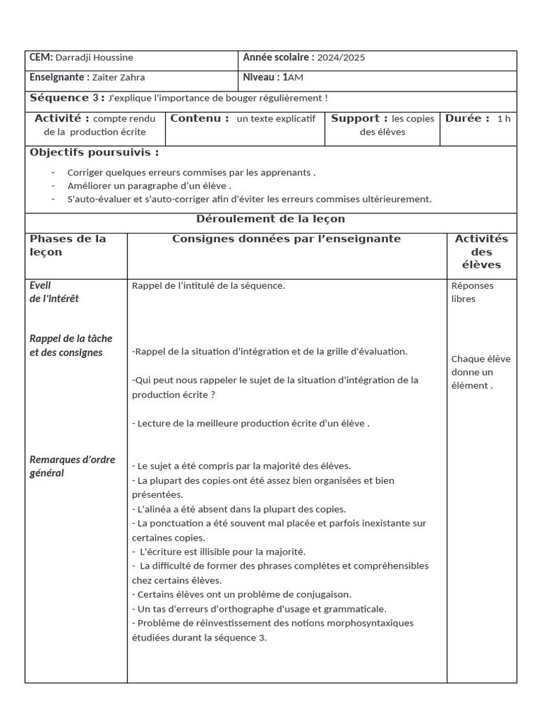 Importance de l'activité physique en classe | PDF | Des sports ...