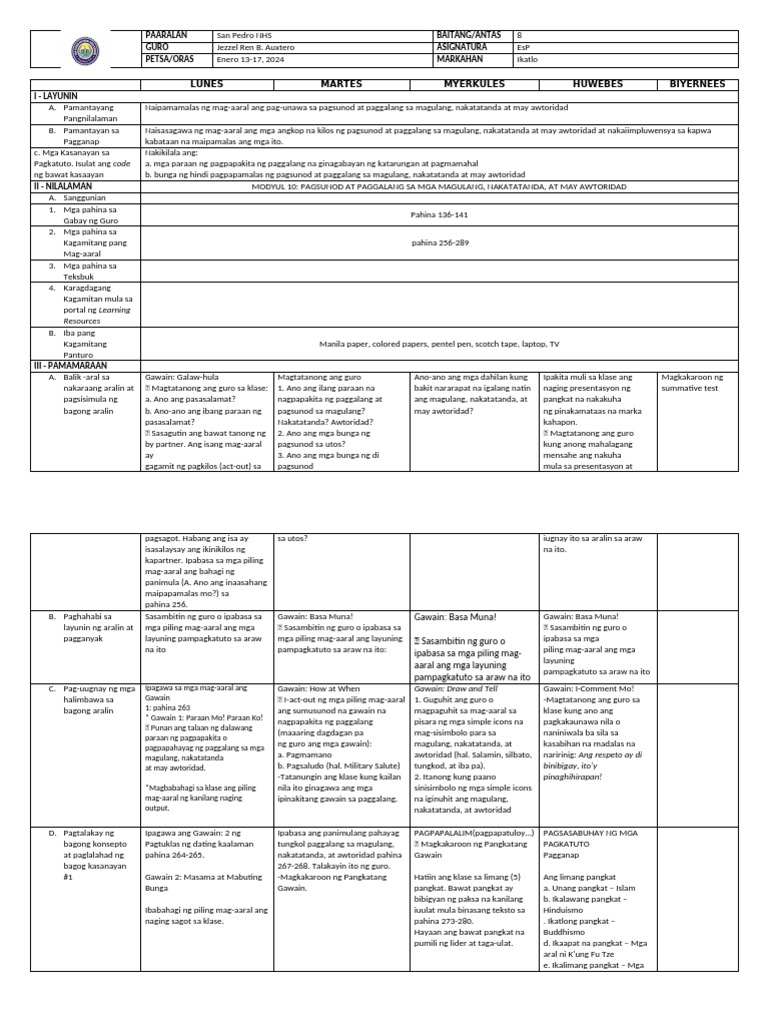 Week 2 Esp 8 DLL - Third Quarter | PDF