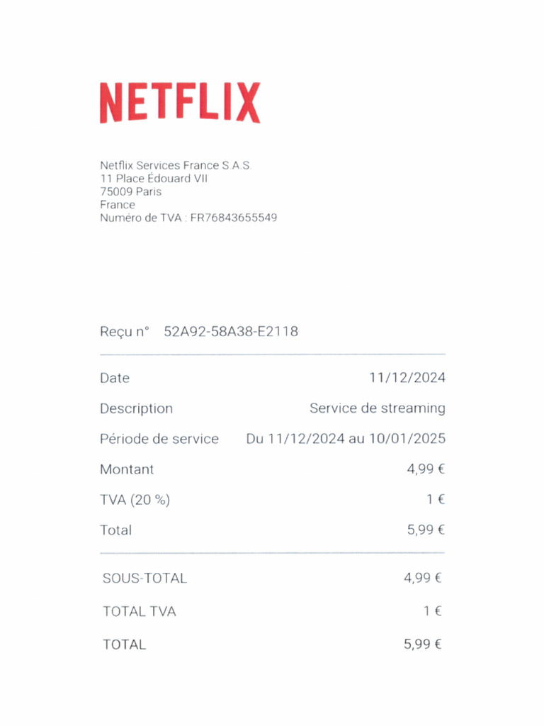 Facture Netflix | PDF
