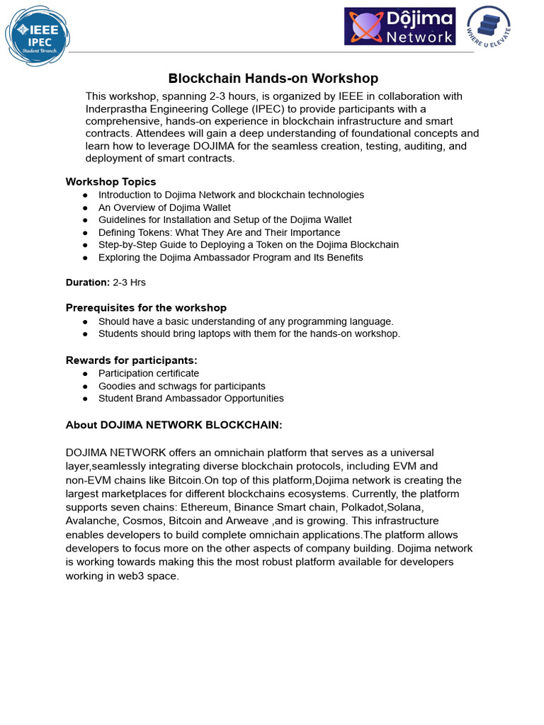 Blockchain Workshop Proposal | PDF | Computing | Information Technology