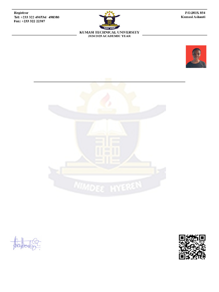 Becca KsTU Admissioon Letter | PDF