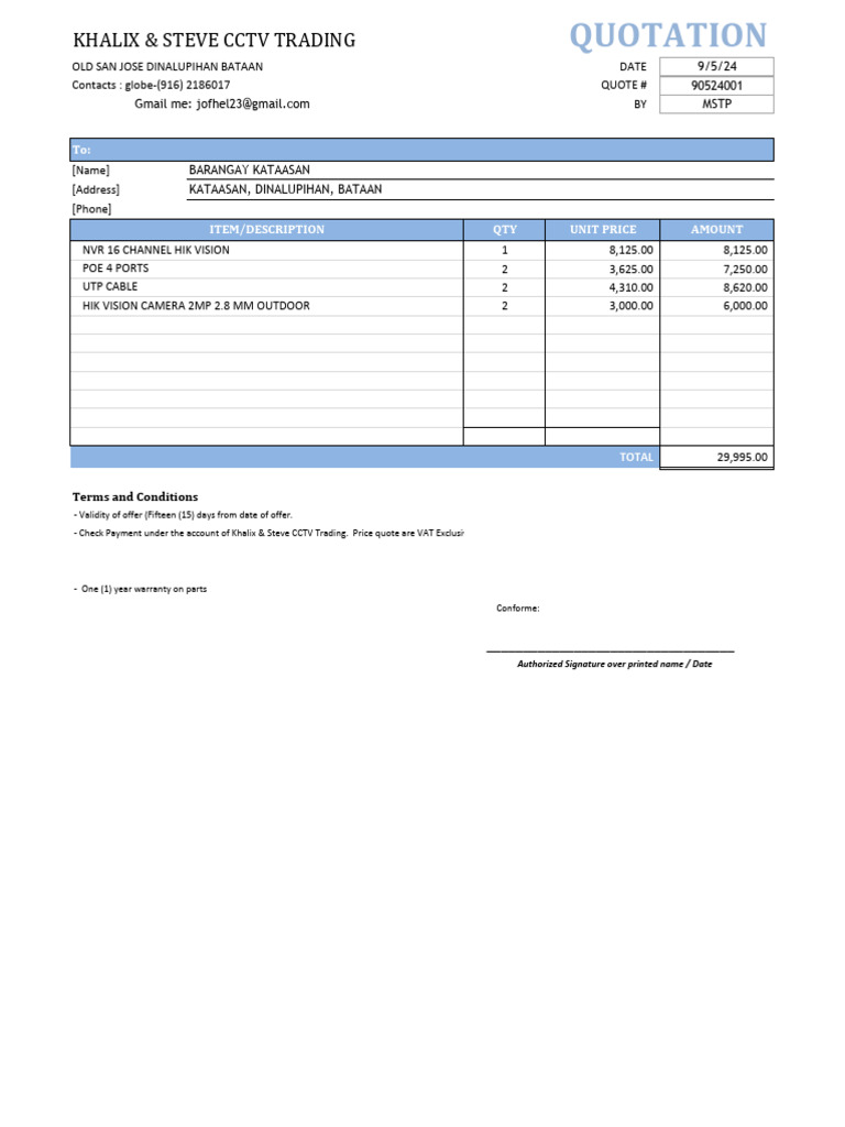 CCTV Quotation from Khalix & Steve | PDF