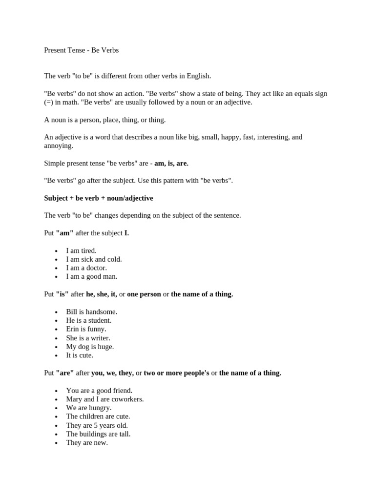 Present Tense | PDF | Verb | Adjective