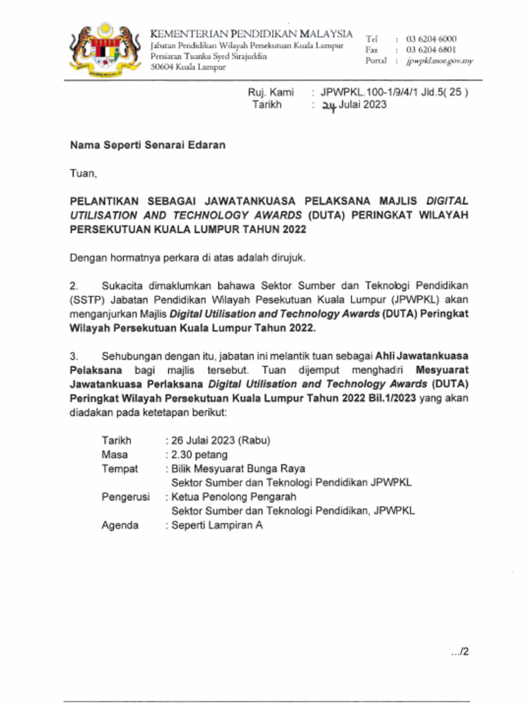 Pelantikan Sebagai Jawatankuasa Pelaksana Majlis Digital Utilisation ...