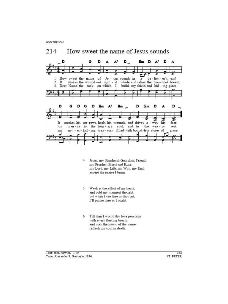 Alternate Layout Hymn214 How Sweet the Name of Jesus Sounds | PDF ...