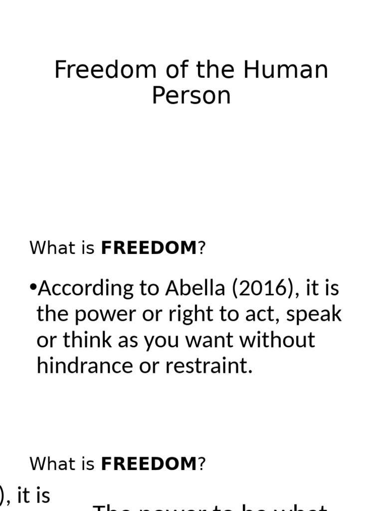 Freedom of The Human Person | PDF | Free Will | Fear