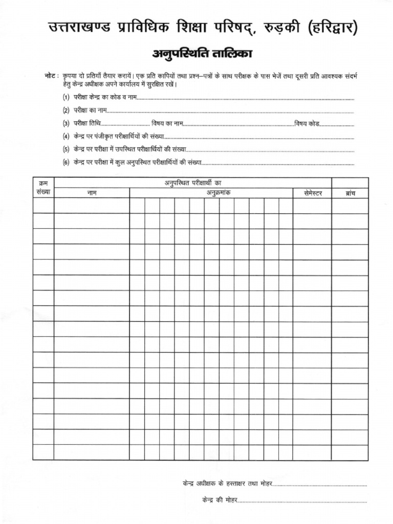 ABSENTEE SHEET | PDF