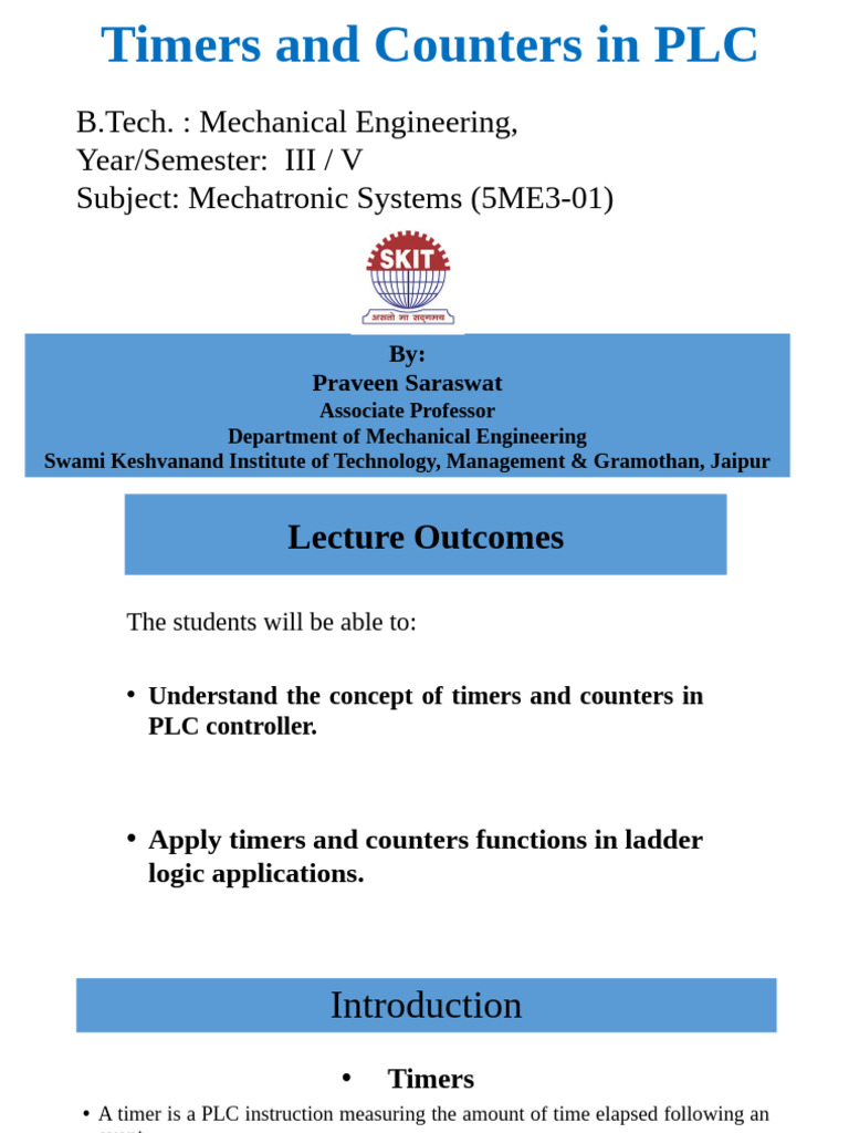 Timer and Counter in PLC | PDF | Timer | Programmable Logic Controller