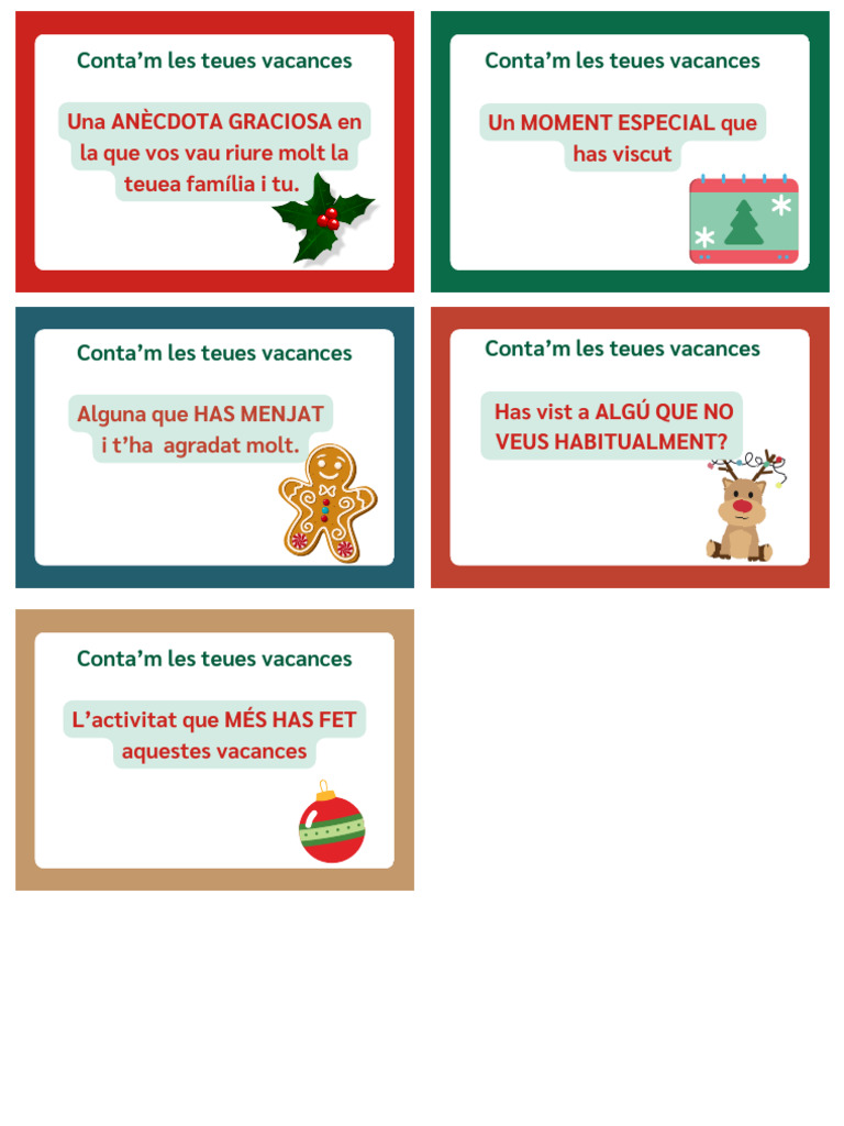Christmas Conversation Questions Cards in Red and Green Printable Style ...