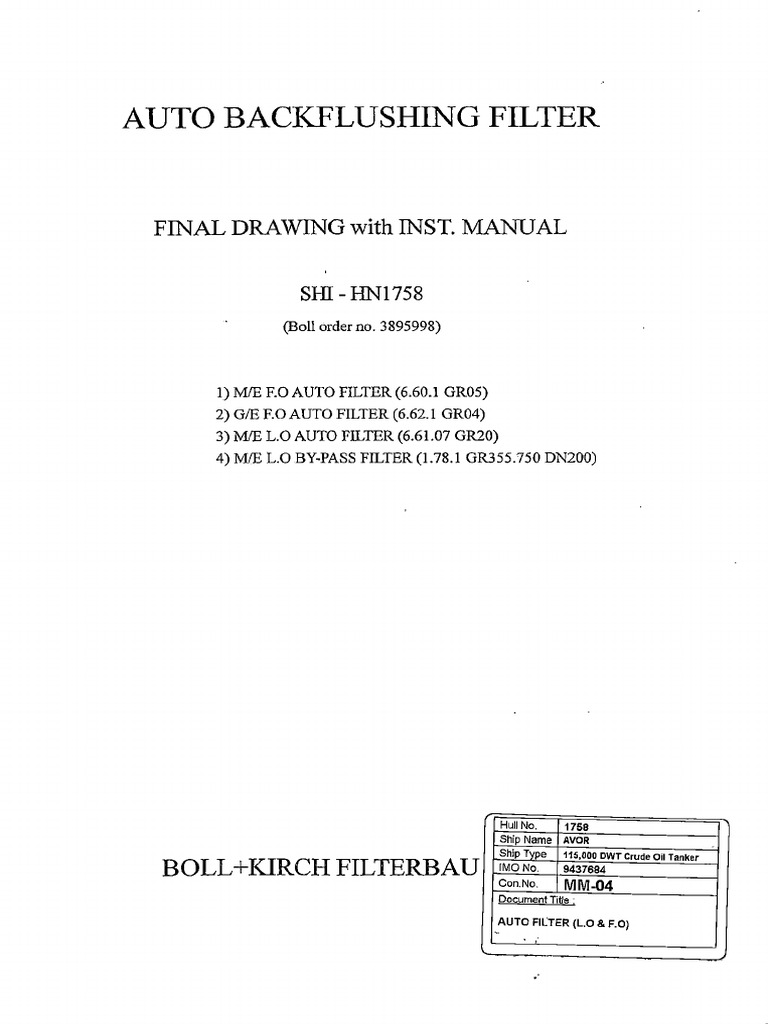 Auto Backflushing Filter Bollfilter | PDF