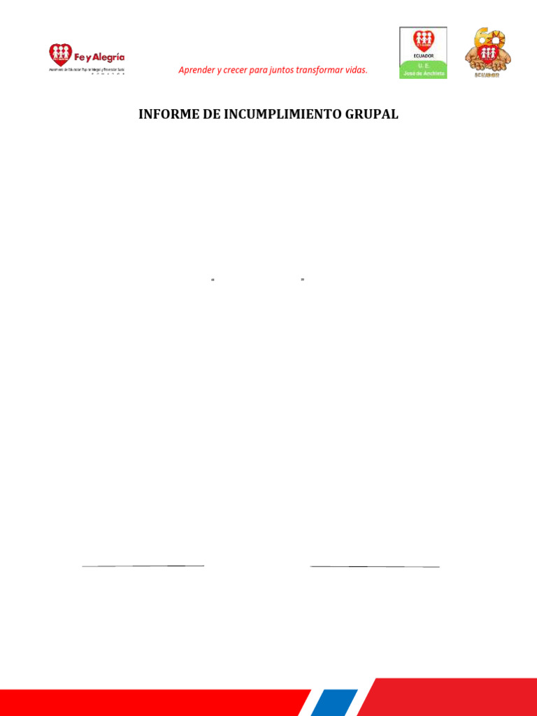 INFORME DE INCUMPLIMIENTO GRUPAL.. | PDF