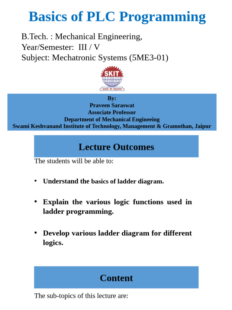 Basics of PLC Programming | PDF | Programmable Logic Controller ...