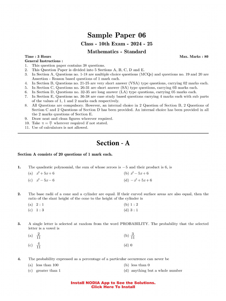 X_Math_SQP 6 | PDF