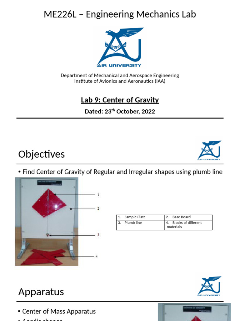 Center of Gravity Lab Experiment Guide | PDF | Center Of Mass | Area