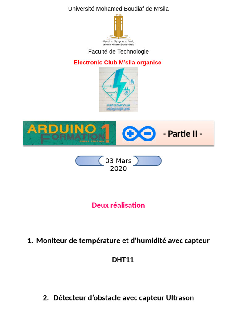 Formation ARDUINO 2 | PDF | Ingénierie informatique | Métrologie