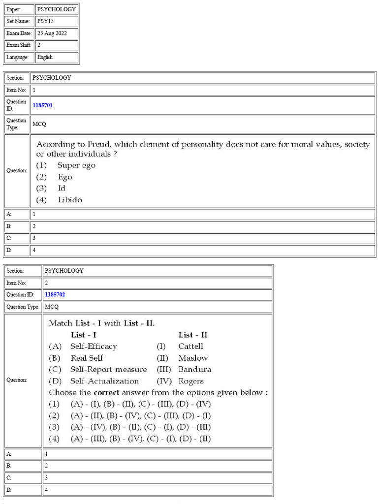Psych NTA Released Paper | PDF | Science | Psychological Schools
