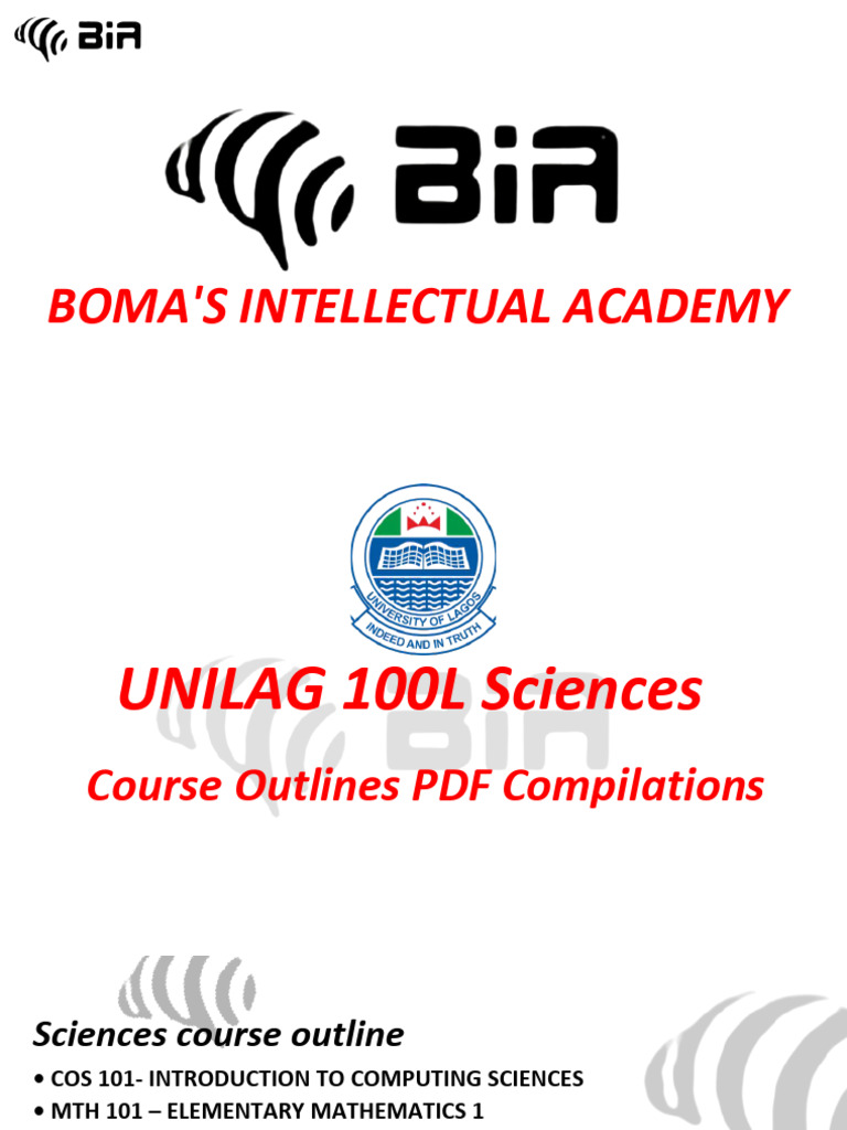 100l Unilag Faculty of Science Course Outline | PDF | Momentum | Angular Momentum