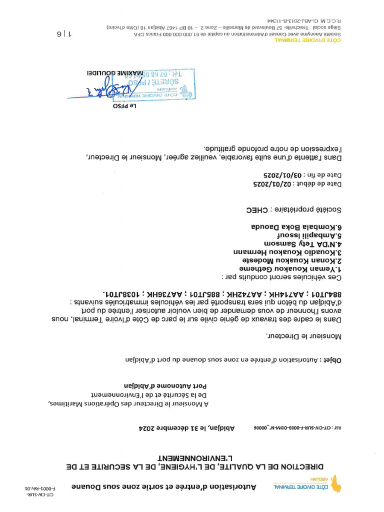 Autorisation Entree Chec | PDF