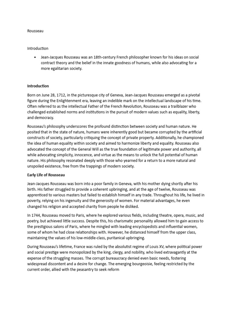 Rousseau | PDF | Sovereignty | Social Contract