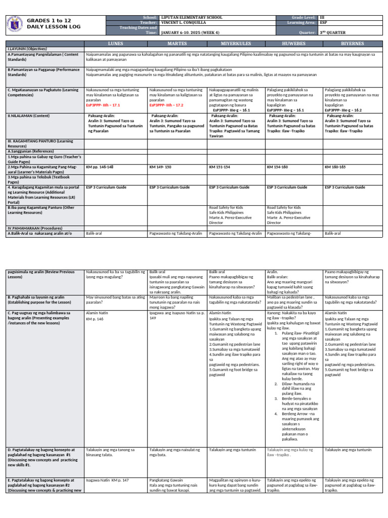 DLL_ESP 3_Q3_W4 | PDF
