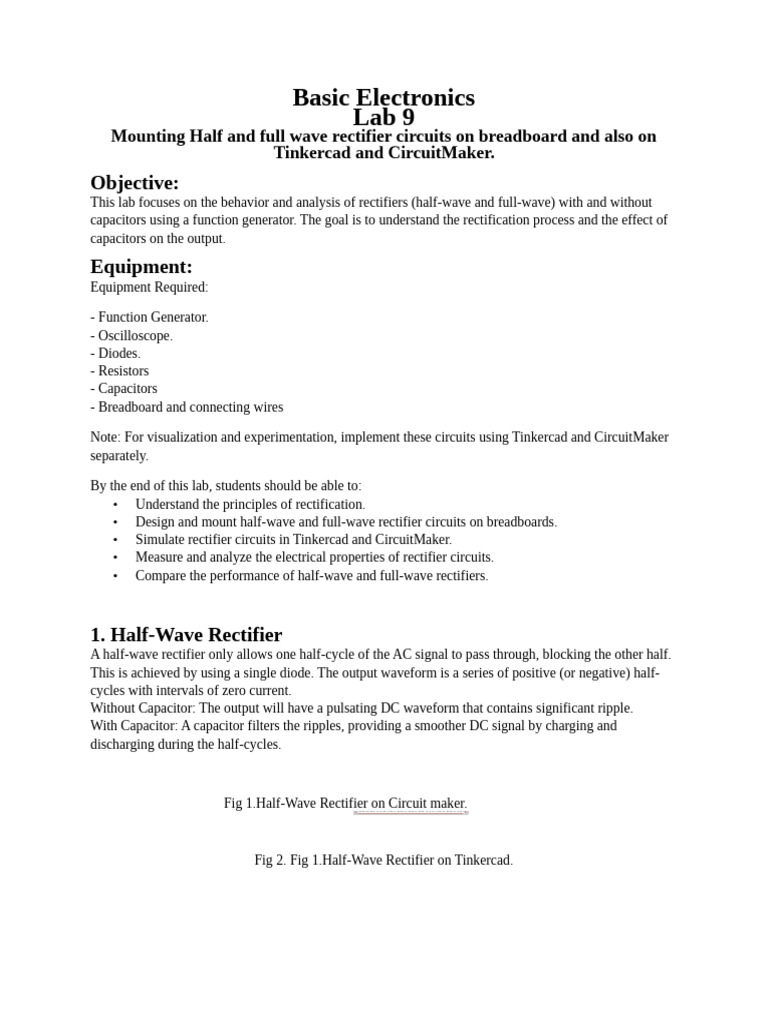 Lab - 09 Rectifiers | PDF | Rectifier | Capacitor