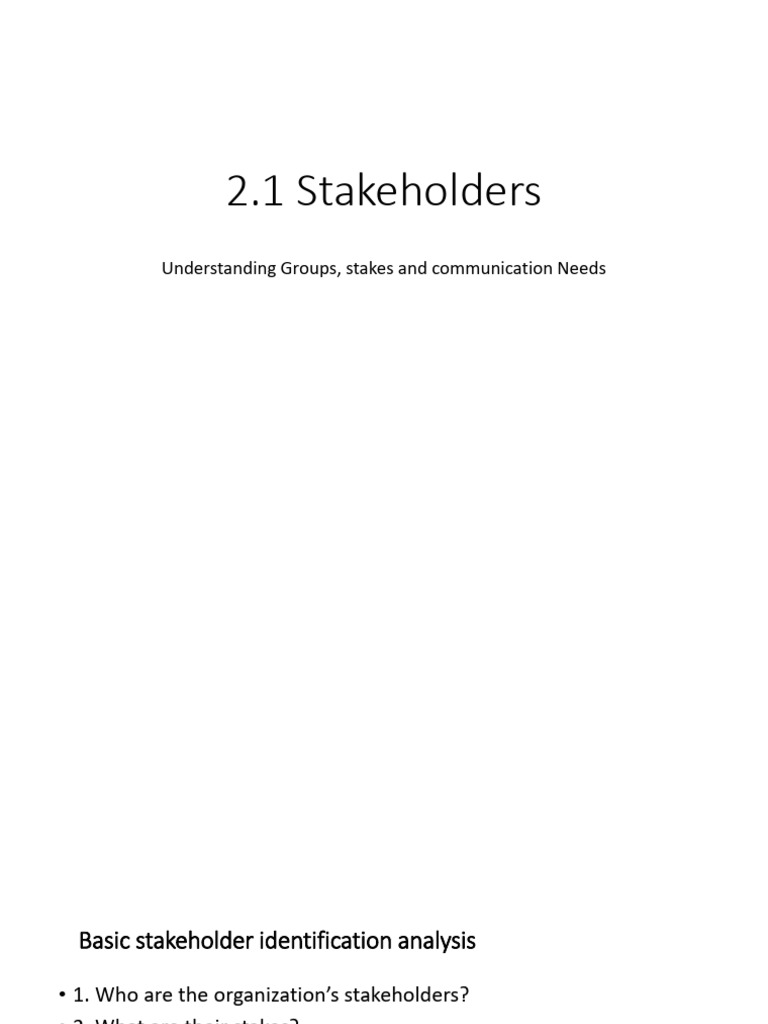 Stakeholder Analysis and Communication Strategies | PDF | Stakeholder ...