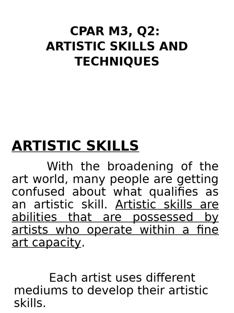 CPAR MODULE 3 - Artistic Skills and Techniques | PDF | Paintings | Paint