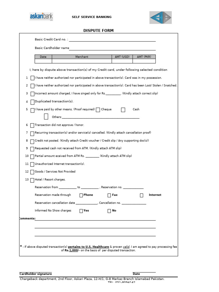 Dispute Form | PDF