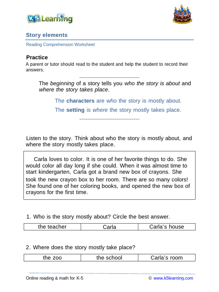 Grade 1 Story Elements B | PDF