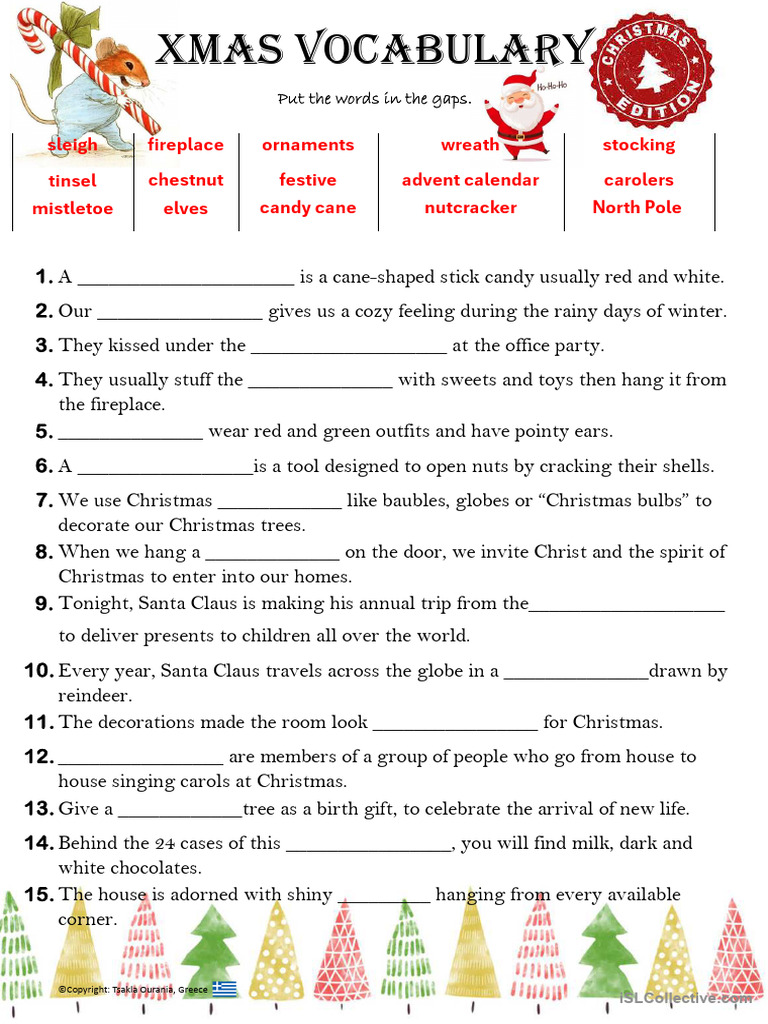 Super Xmas Edition Sentences With Christmas Vocabulary!! Fill in The ...
