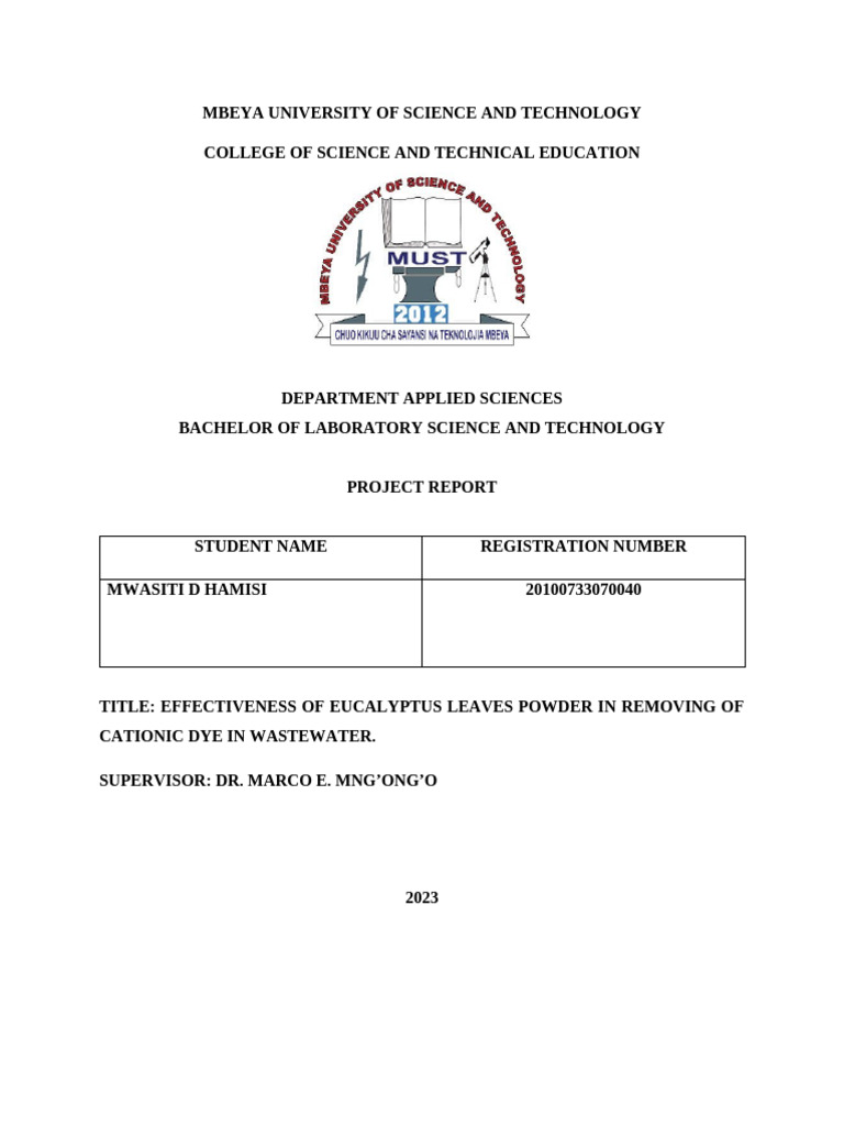 NEW MWASITI D HAMISI FINAL PROJECT | PDF | Absorption Spectroscopy ...