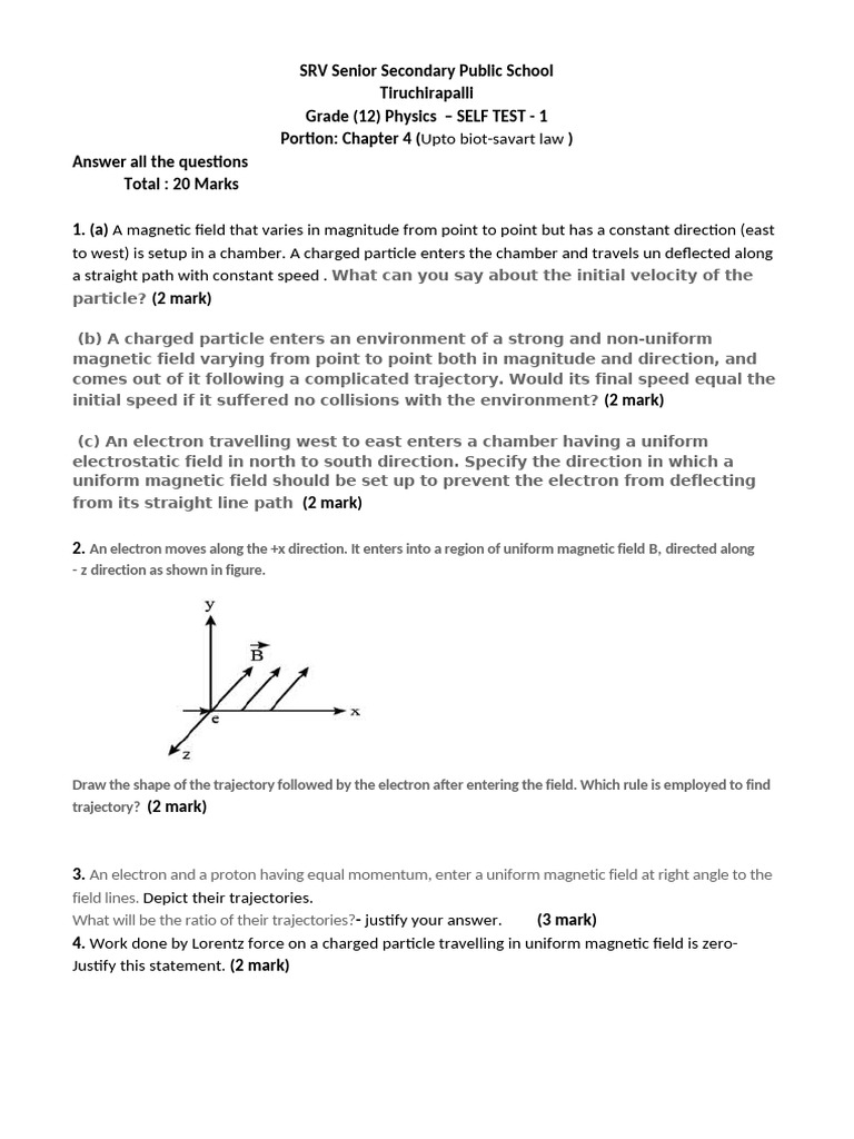G12 Physics - Self Test | PDF